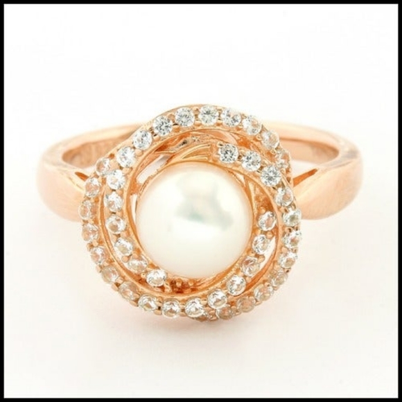 lorenzo | Jewelry | Authentic Lorenzo 925 Ss Rose Gold Pearl Ring ...
